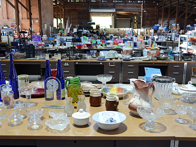 The unassuming exterior of Encore Thrift Store in Clinton hides a treasure trove within. Like a good mystery novel, the best surprises await inside.