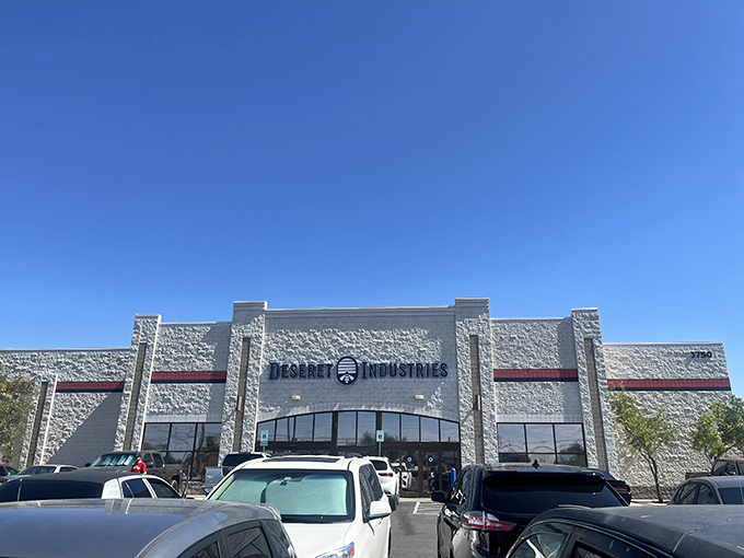 Under clear blue Nevada skies, this thrift store fortress stands ready to welcome bargain hunters and treasure seekers alike.