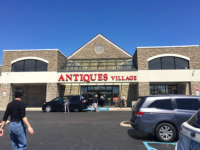 Same stone facade, different angle – the building's solid construction mirrors the lasting quality of treasures inside.