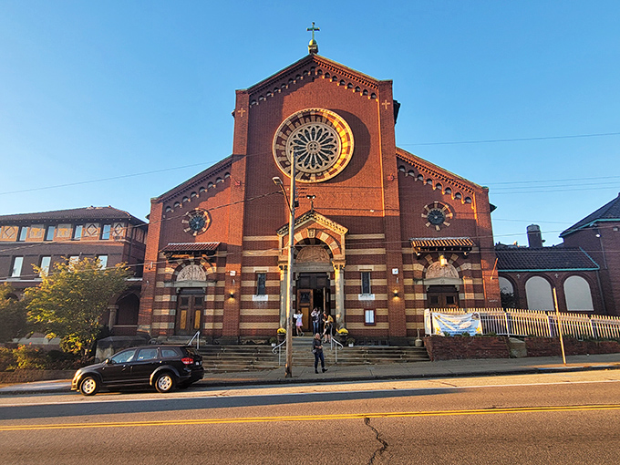 Heaven on earth? The stunning red brick exterior of The Church Brew Works stands as Pittsburgh's most divine architectural conversion.
