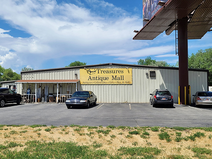 The unassuming exterior of Treasures Antique Mall belies the wonderland within. Like a TARDIS of trinkets, it's bigger on the inside than physics should allow.