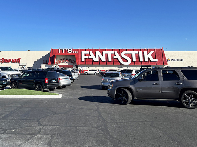 Under the bright Nevada sky, this unassuming exterior hides a treasure trove that would make Indiana Jones hang up his hat and start collecting vintage vinyl instead.