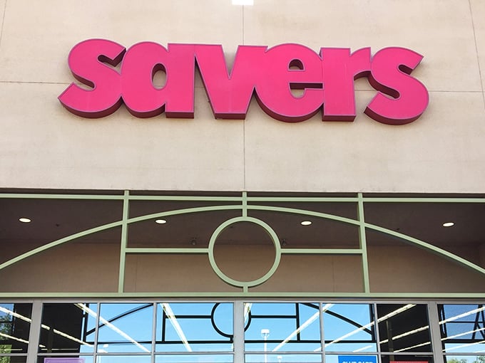 The iconic pink Savers sign beckons like a neon promise of treasures waiting inside &ndash; retail therapy that won't require actual therapy for your wallet afterward.
