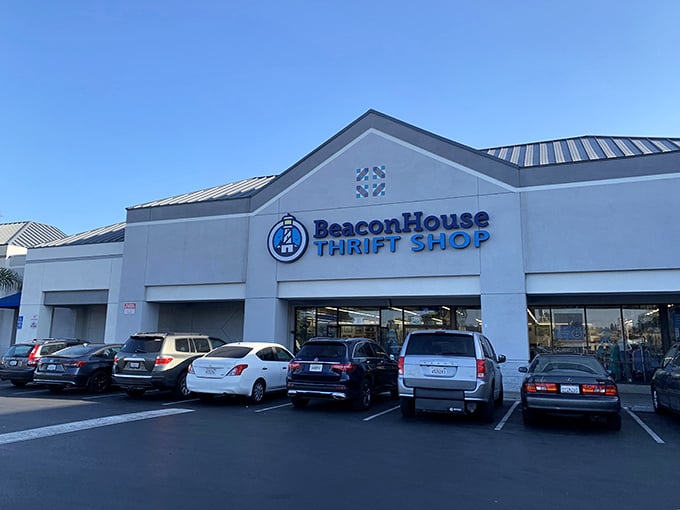 The unassuming exterior hides a treasure trove within. Like finding a secret passage in your favorite mystery novel, this thrift store adventure begins here.