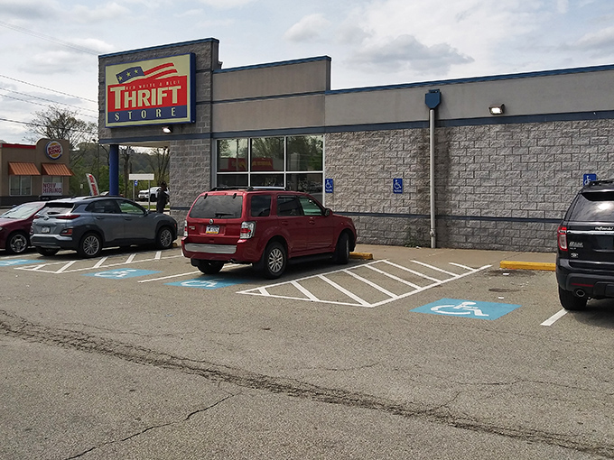 The unassuming exterior of Red White & Blue Thrift Store belies the treasure trove within. Like a poker player with a royal flush, it keeps its best cards hidden.