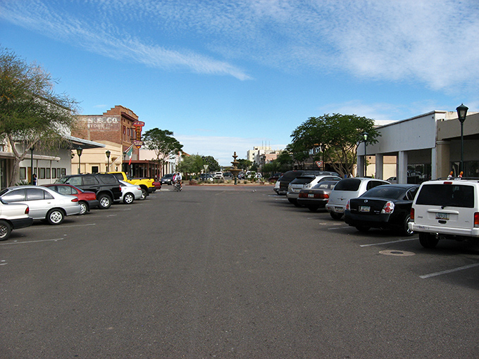 Downtown Yuma's charming fountain plaza offers a perfect spot to people-watch while desert landscaping keeps things authentically southwestern. Blue skies guaranteed almost daily.