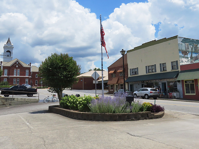 The historic Union County Courthouse stands like a Victorian sentinel, watching over Blairsville with its distinctive clock tower and red brick charm.