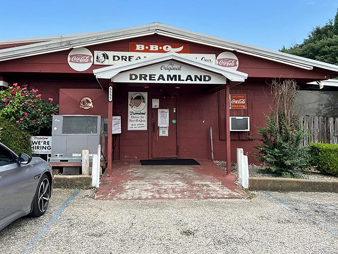 No fancy frills needed when you're barbecue royalty. Dreamland's entrance has welcomed hungry visitors through these doors for generations of game days.