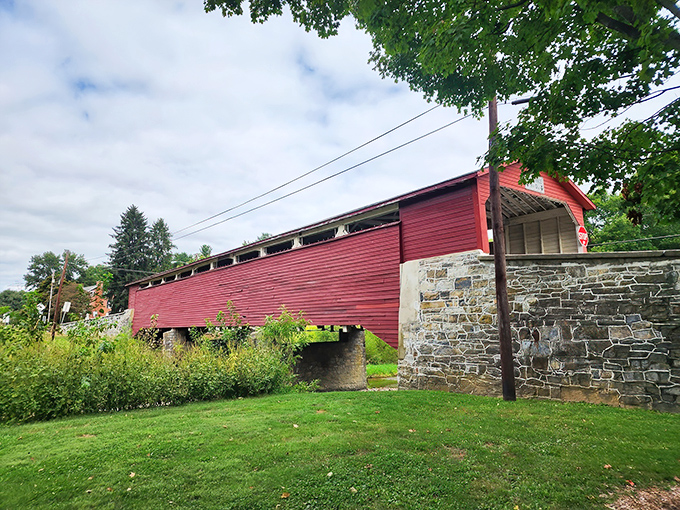 Autumn's gentle touch transforms this 19th-century marvel into something straight out of a storybook. Those stone foundations have stories to tell.