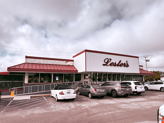 The white and red exterior stands proud against the Florida sky, a time capsule of Americana waiting to feed hungry souls.