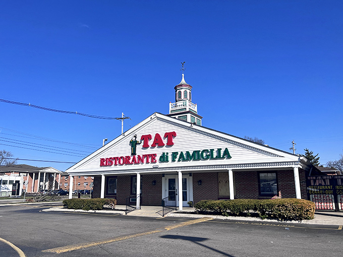 The iconic white facade with red and green lettering isn't just a restaurant sign&mdash;it's a beacon of Italian comfort that's been calling Columbus diners home for generations.
