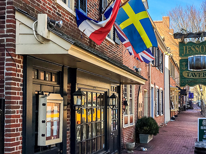 This weathered exterior whispers tales of centuries past while promising hearty meals within those historic walls.