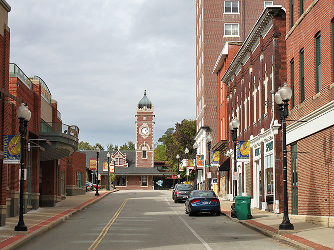 Downtown Greensburg's iconic clock tower stands like a sentinel of time, watching over brick-lined streets that practically beg you to explore them on foot.