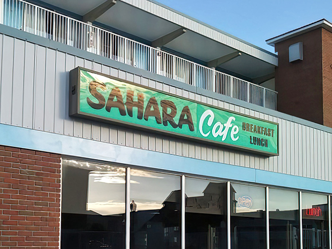 The bright turquoise sign beckons hungry beachgoers like a breakfast lighthouse amid Ocean City's salty air.