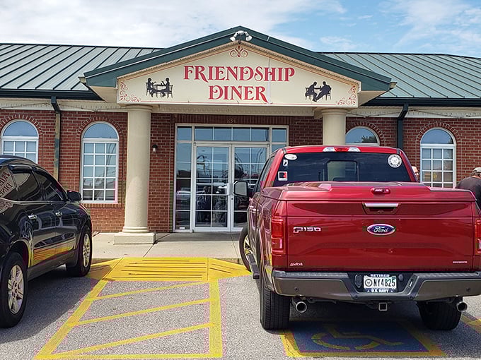 The unassuming brick exterior of Friendship Diner promises no frills, just honest-to-goodness food that'll make your taste buds stand up and applaud.