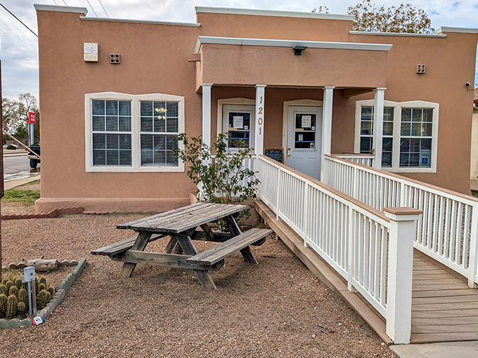 The unassuming adobe exterior might not scream "food paradise," but locals know this humble entrance leads to breakfast nirvana.