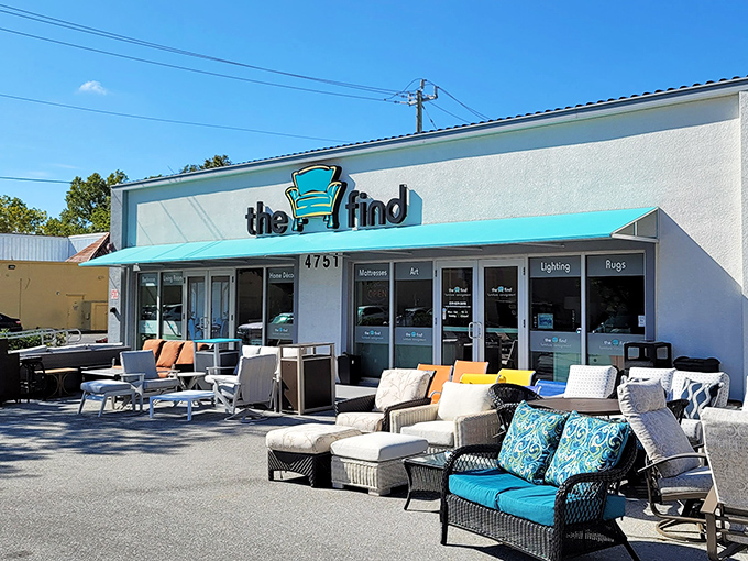 That turquoise awning isn't just decoration&mdash;it's a beacon calling every furniture lover within a five-mile radius to paradise.
