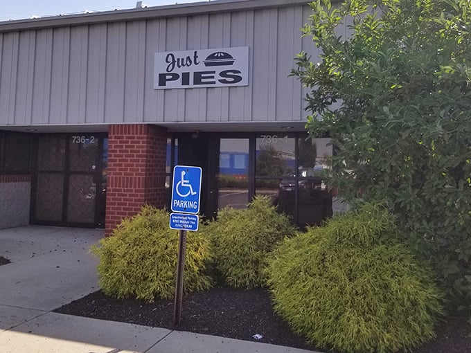 The unassuming exterior of Just Pies in Westerville hides a treasure trove of flaky, buttery delights. Sometimes the best things come in plain packages.