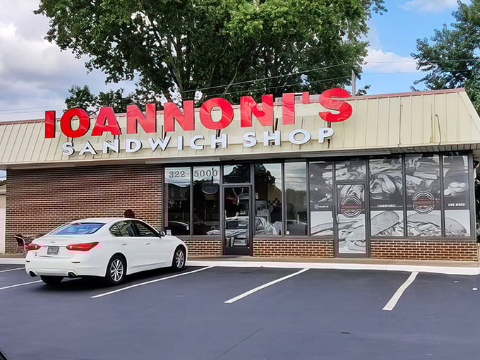 The bright red signage of Ioannoni's stands out like a beacon for sandwich lovers, promising delicious relief from hunger pangs in New Castle.