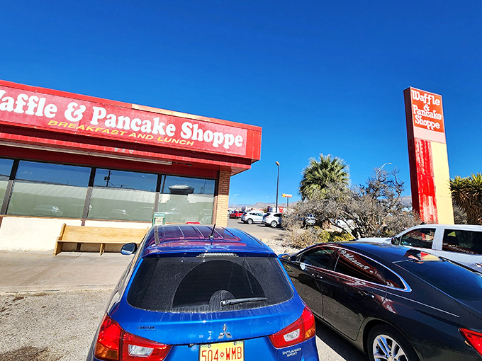 That bright red exterior isn't just asking for your attention – it's demanding it with the confidence of legendary biscuits.