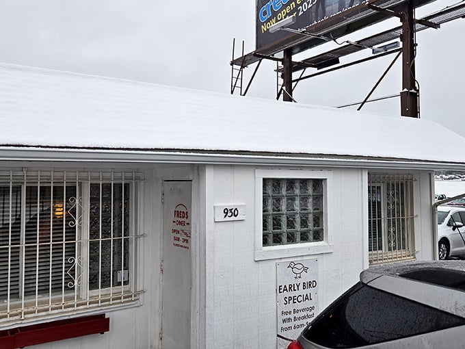 The unassuming white exterior of Fred's Diner stands like a culinary speakeasy &ndash; no flash, all substance, with flower baskets offering the only hint of the warmth inside.
