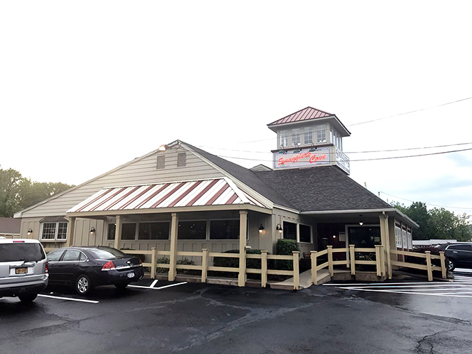 From another angle, Smuggler's Cove reveals its lighthouse-inspired tower, a whimsical nod to coastal architecture nestled among Pennsylvania's mountains.