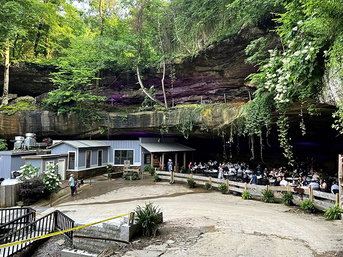 The ultimate "dinner with a view" doesn't involve skyscrapers or ocean vistas&mdash;it's this magnificent rock overhang sheltering hungry patrons from both sun and conventional restaurant expectations.
