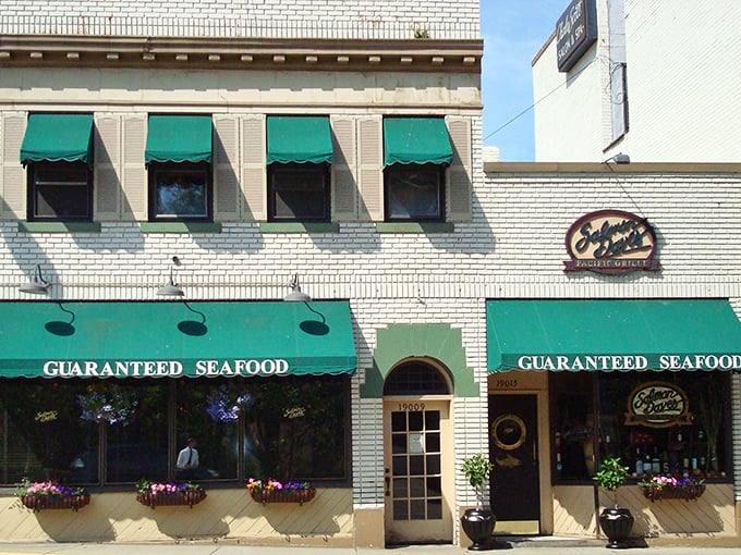 The promise of "Guaranteed Seafood" isn't just a slogan &ndash; it's a commitment carved into those classic green awnings and white brick facade.