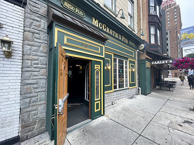 The emerald-hued fa&ccedil;ade of McGrath's Pub stands like a Celtic beacon on Harrisburg's Locust Street, promising authentic Irish comfort within those wooden doors.