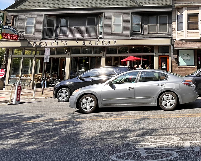 Presti's iconic storefront welcomes visitors with its classic signage and inviting outdoor seating area. Little Italy's crown jewel beckons carb enthusiasts from across Ohio.