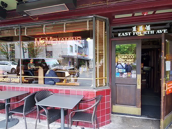 The iconic red-tiled exterior of McMenamins Spar Caf&eacute; beckons like an old friend on Olympia's East Fourth Avenue. That neon glow promises good things inside.