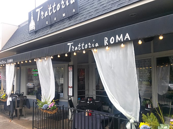 Those flowing white curtains and string lights transform a Columbus street corner into your own Italian piazza.