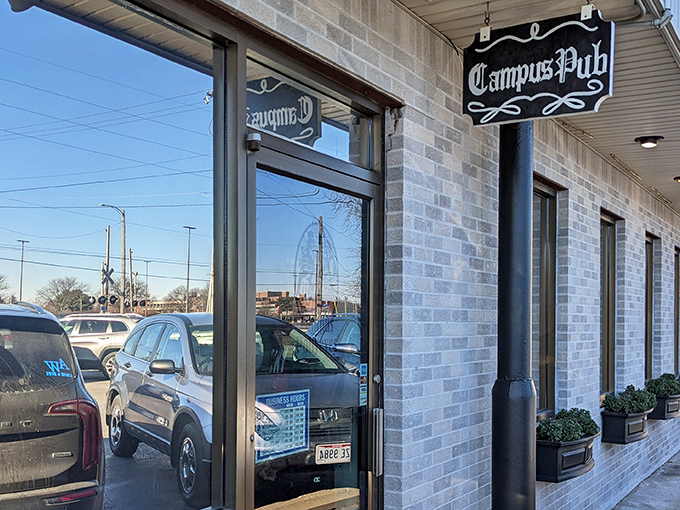 The unassuming exterior of Campus Pollyeyes hides culinary treasures within. Like finding a cheese-filled oasis in the Bowling Green desert.