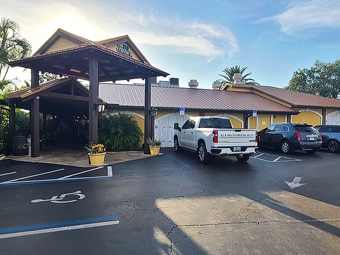 The unassuming entrance to Farlow's on the Water feels like Florida's best-kept secret, with its yellow walls and wooden beams promising tropical delights within.