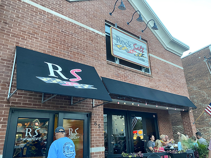 RockSalt's exterior showcases that perfect blend of Main Street charm and culinary seriousness &ndash; note the "Raw Bar" sign, nature's way of saying "good things ahead."