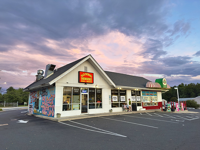Twilight transforms this humble burger joint into something magical, like that moment between wanting a burger and actually taking that first heavenly bite.