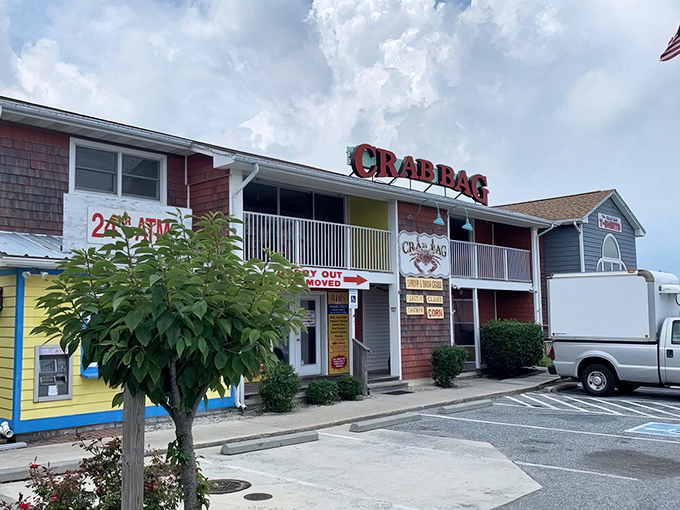 The unassuming exterior of The Crab Bag beckons seafood lovers like a siren call. Those red letters promise treasures of the Chesapeake within.