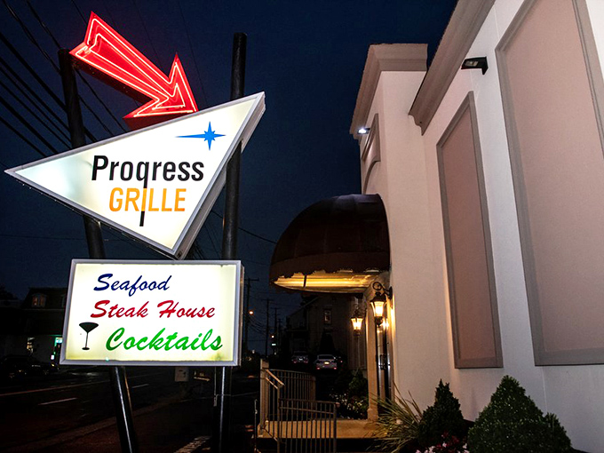 That iconic neon arrow isn't just pointing to dinner—it's directing you toward a Pennsylvania culinary time machine that still knows how to satisfy.