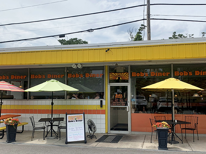 The sunshine-yellow exterior of Bob's Diner isn't just a color choice&mdash;it's a beacon calling hungry travelers home to Carnegie's beloved breakfast institution. 
