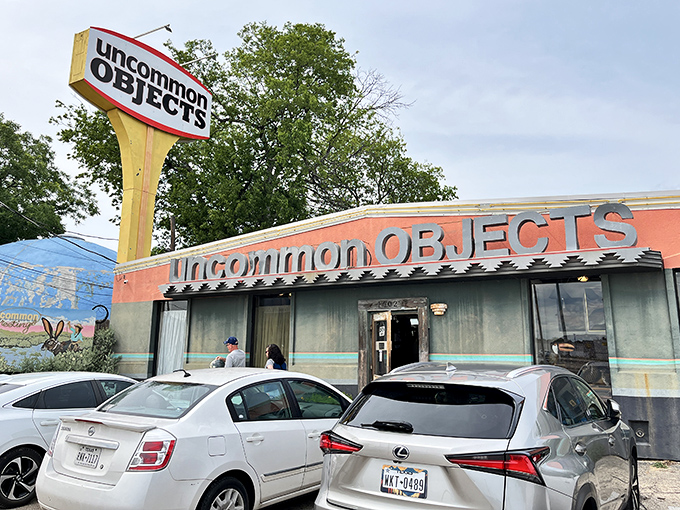 The iconic storefront of Uncommon Objects stands like a beacon for treasure hunters, promising adventures in antiquity behind its weathered facade.