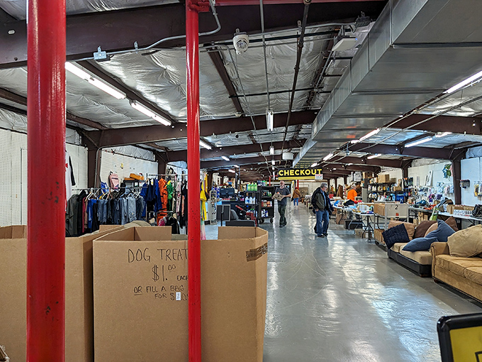 Where treasure hunting meets indoor comfort! Caesar Creek's spacious aisles invite you to wander through a wonderland of potential discoveries, from clothing racks to furniture finds.