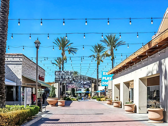 Palm trees and blue skies frame the Levi's Outlet Store, where denim dreams come true without the nightmare price tags.
