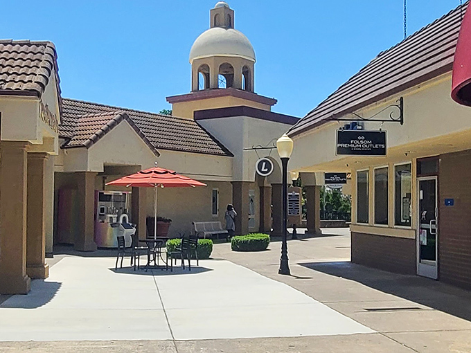 Mediterranean charm meets retail therapy at Folsom Premium Outlets, where those distinctive domed towers and terracotta roofs create a shopping oasis.
