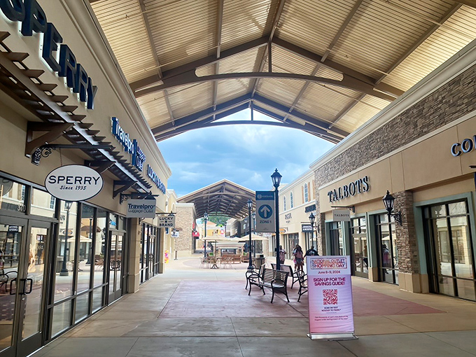 The covered walkways at Charlotte Premium Outlets aren't just practical&mdash;they're your shield against both Carolina sunshine and unexpected downpours while treasure hunting for deals.