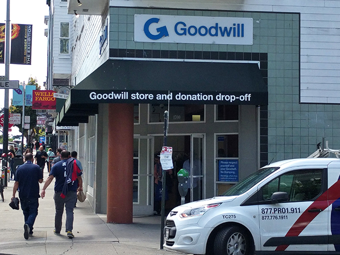 The unassuming storefront of Goodwill Haight hides a universe of secondhand treasures waiting to be discovered by savvy San Franciscans.