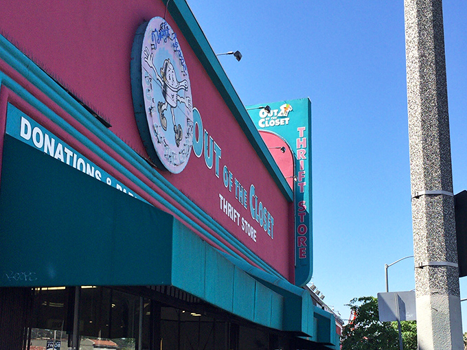 That iconic pink and teal facade isn't just eye-catching&mdash;it's practically a beacon for bargain hunters with good taste and big hearts.
