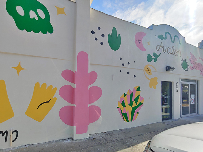 The colorful exterior mural feels like a fashion fever dream &ndash; pink cacti and cosmic symbols inviting style explorers to discover treasures within.