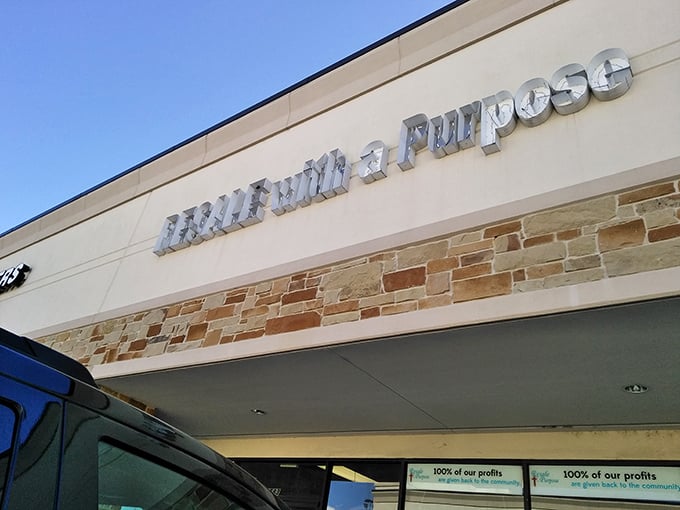 The sign beckons like a siren call to bargain hunters. Resale With A Purpose isn't just a store&mdash;it's a treasure-hunting expedition waiting to happen. 
