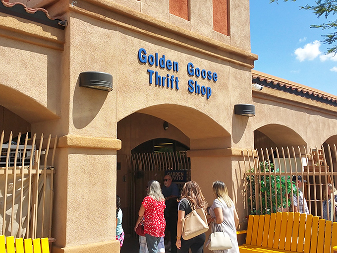 The Golden Goose rises like a desert oasis, promising treasures beyond your wildest bargain-hunting dreams.