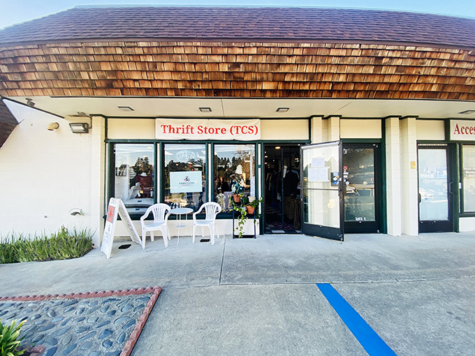 The unassuming exterior of Thrift City belies the wonderland within. Like a treasure chest disguised as a strip mall storefront.